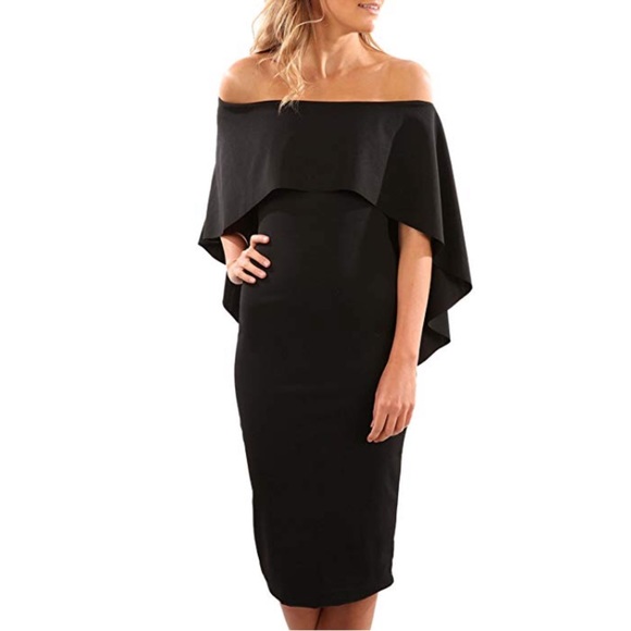 Dresses | Nwt Off The Shoulder Cape Midi Dress | Poshmark